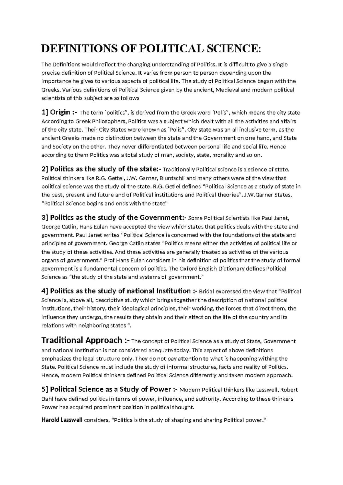 654c6cfd23808 Definitions OF Political Science - DEFINITIONS OF ...