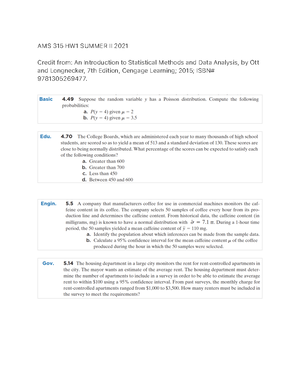 AMS Final 2 - practice questions - AMS151 - Studocu