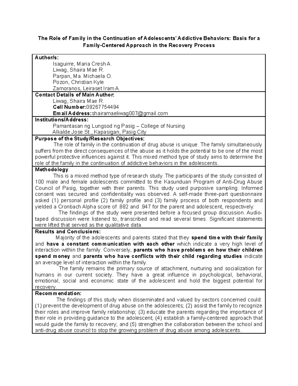 Abstract-MOCK- Defense - The Role of Family in the Continuation of ...