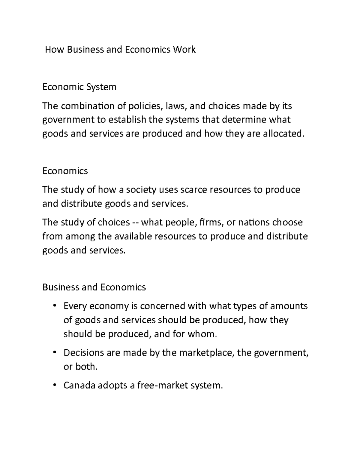 BAM 1 - study purpose business - How Business and Economics Work ...