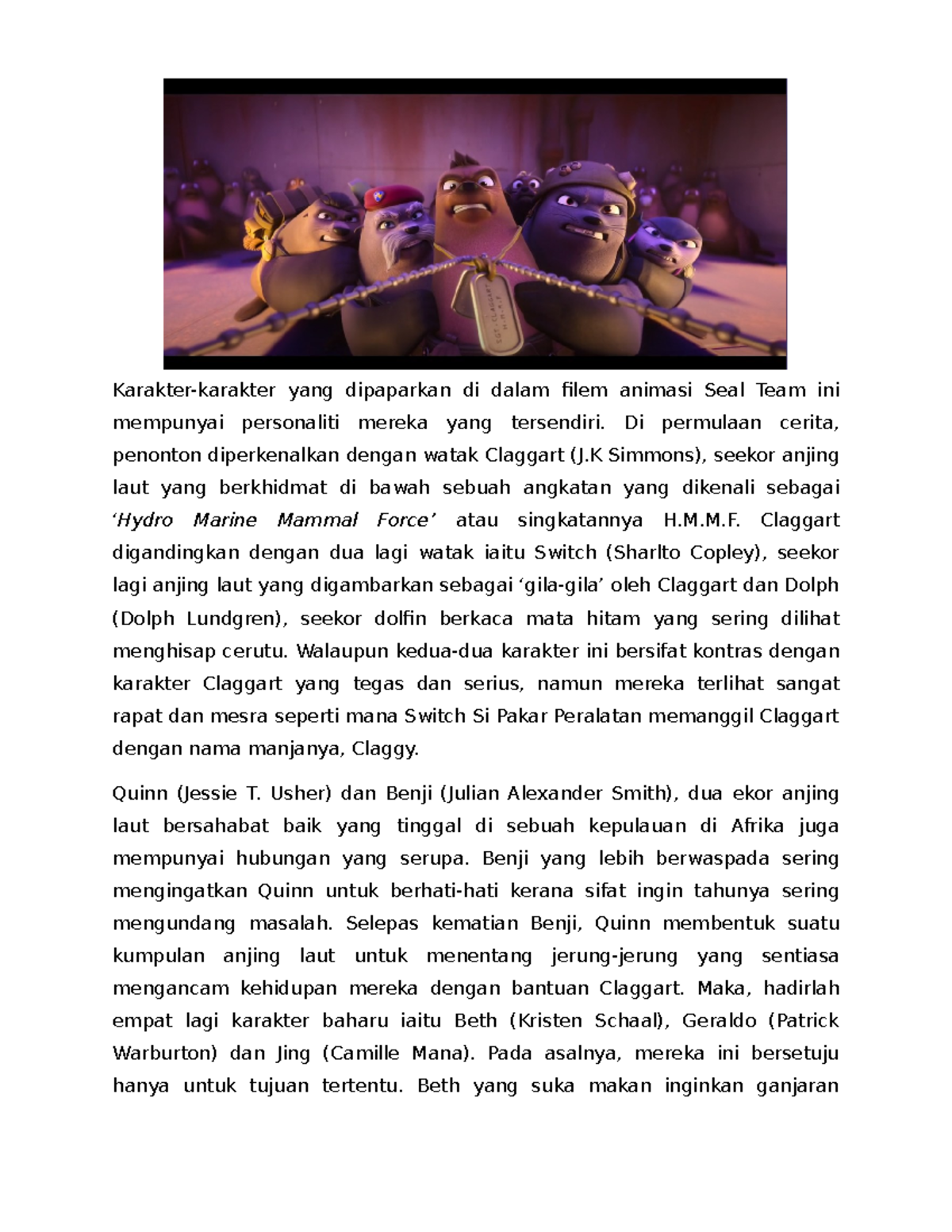 Karakter - for writing student - Karakter-karakter yang dipaparkan di ...