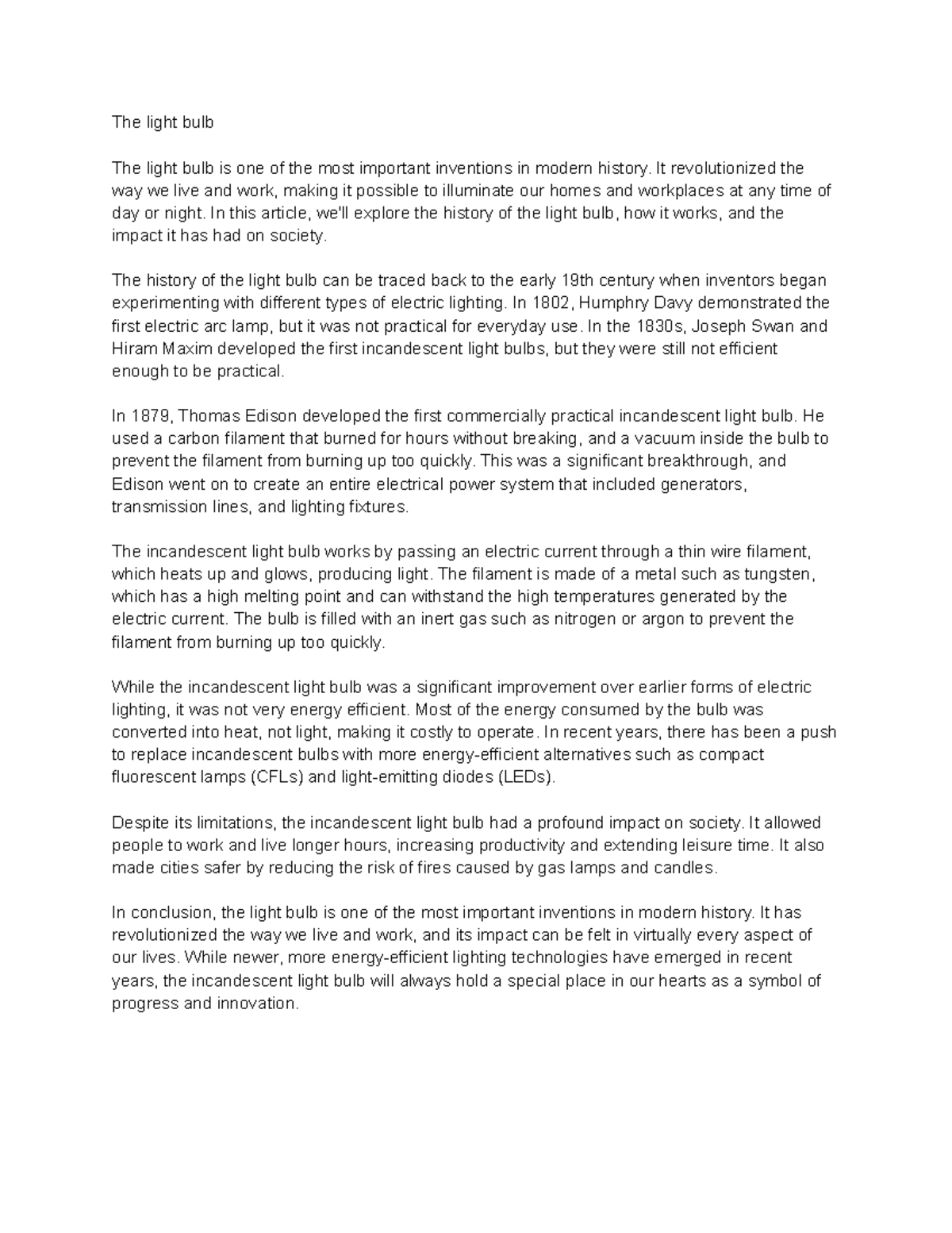 Light B - Cool Facts - The light bulb The light bulb is one of the most ...