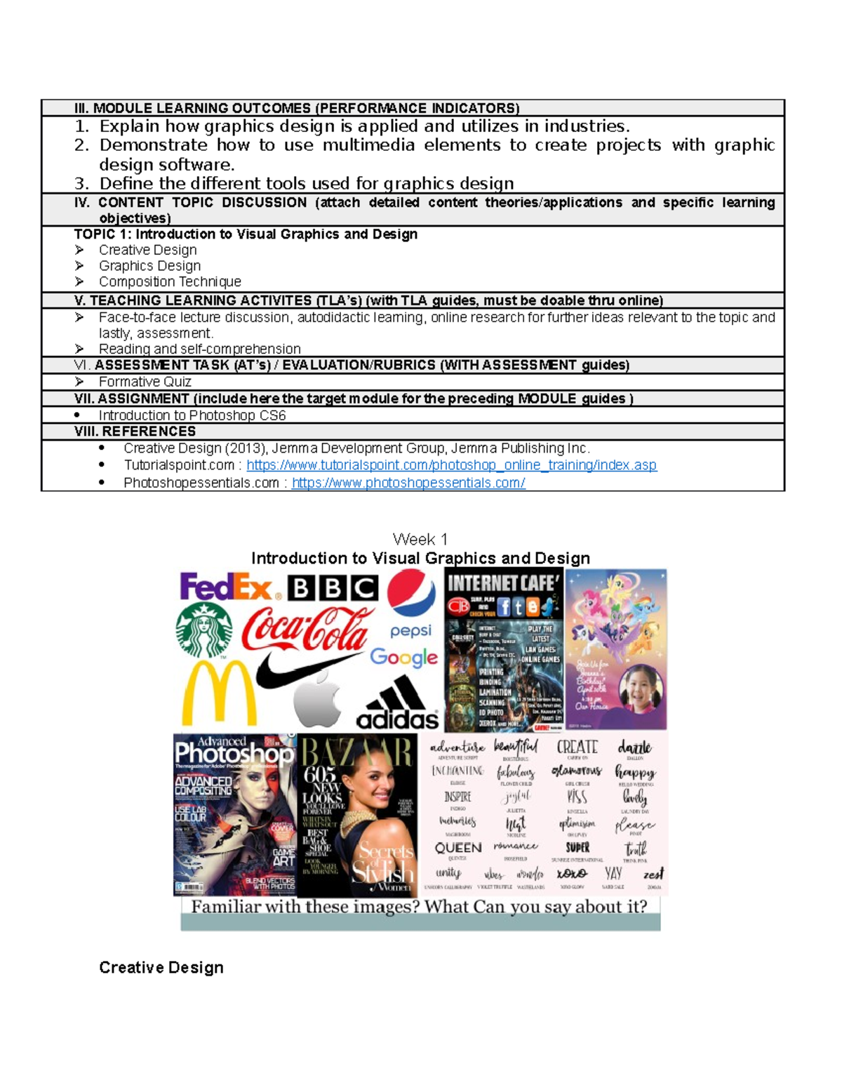 CS 2B WEEK 1-2 - Lecture notes 1-2 photosop - III. MODULE LEARNING ...