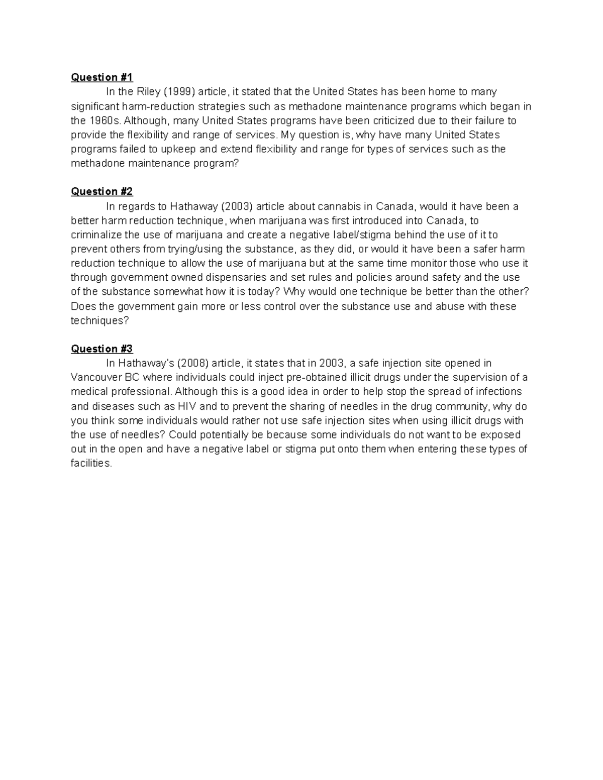 Week 4 Discussion Questions - Adam Nowakowski - Question # In the Riley ...