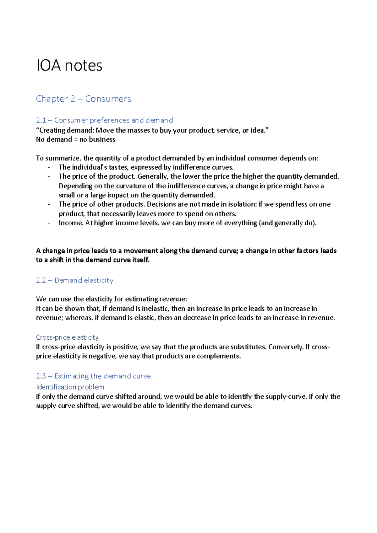 IOA-Noter - Compendium, Everything. - IOA notes Chapter 2 – Consumers 2 ...