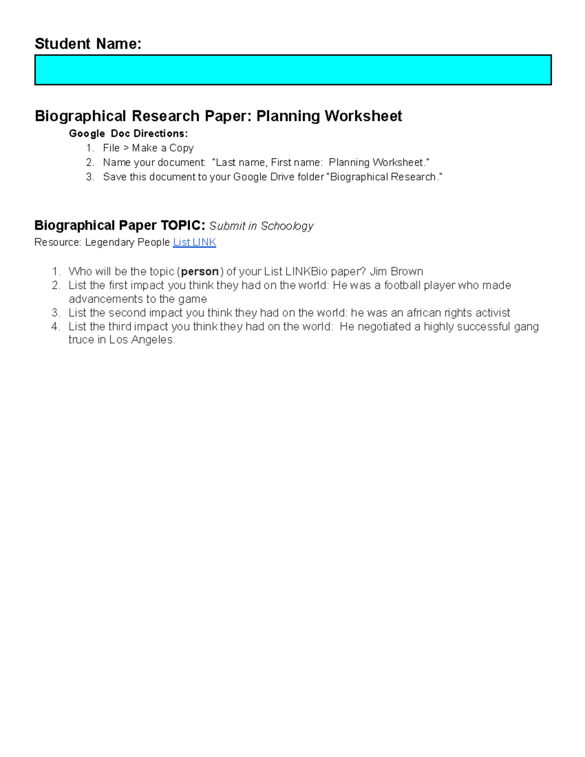 Southworth Owen Planning Worksheet - Student Name: Biographical ...