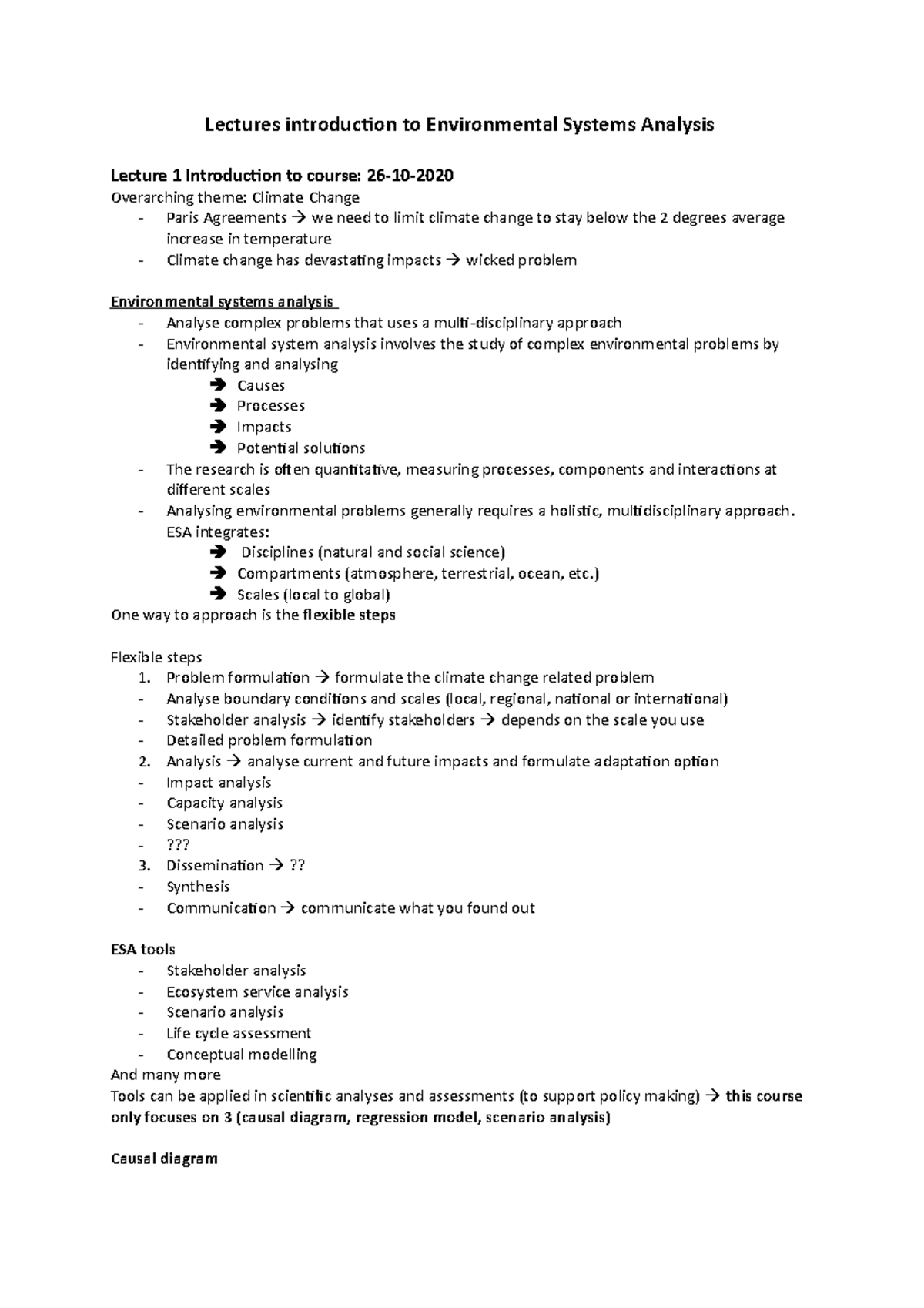 Lectures introduction to Environmental System Analysis - ESA integrates ...
