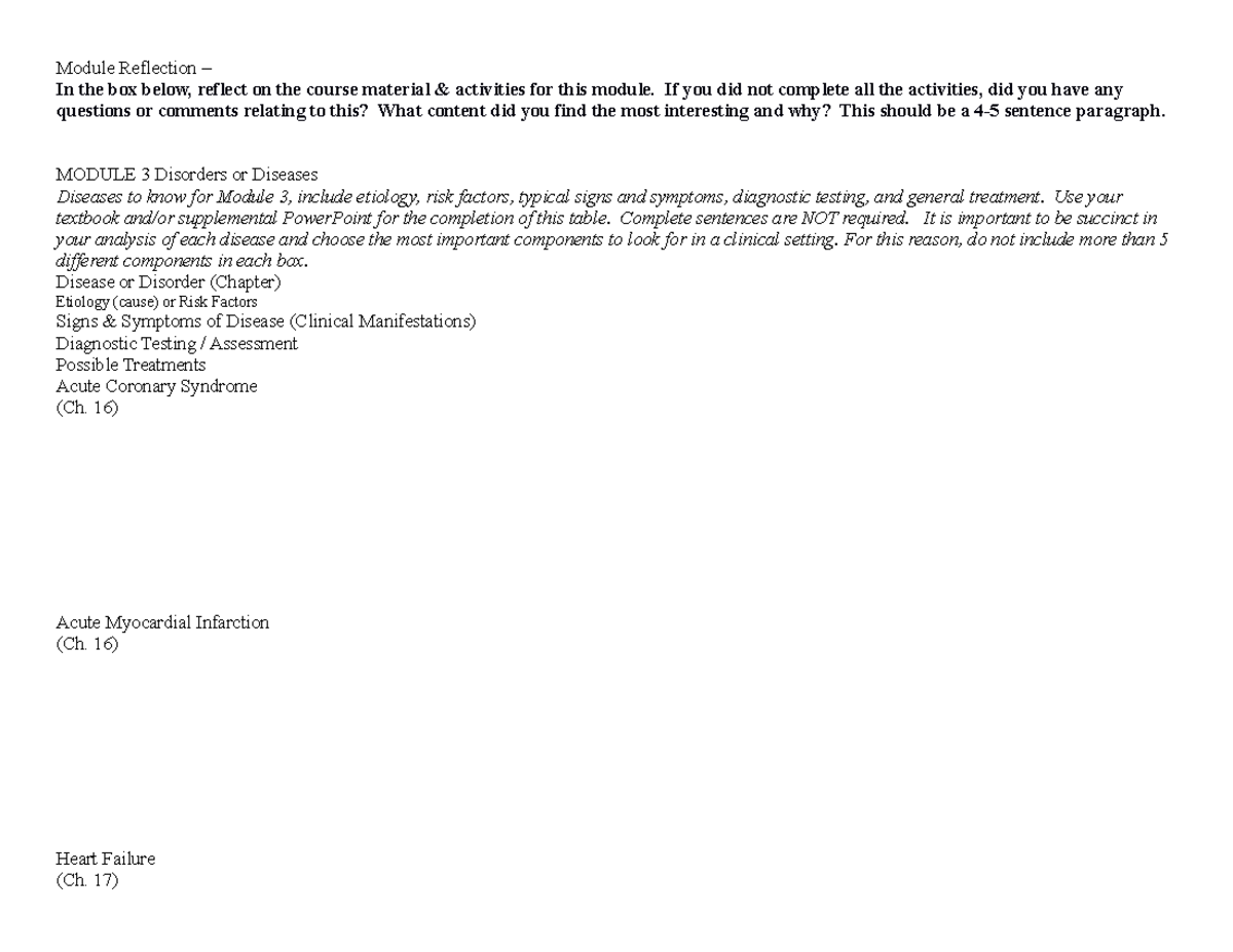 Module 3 Learning Guide - Module Reflection – In the box below, reflect ...