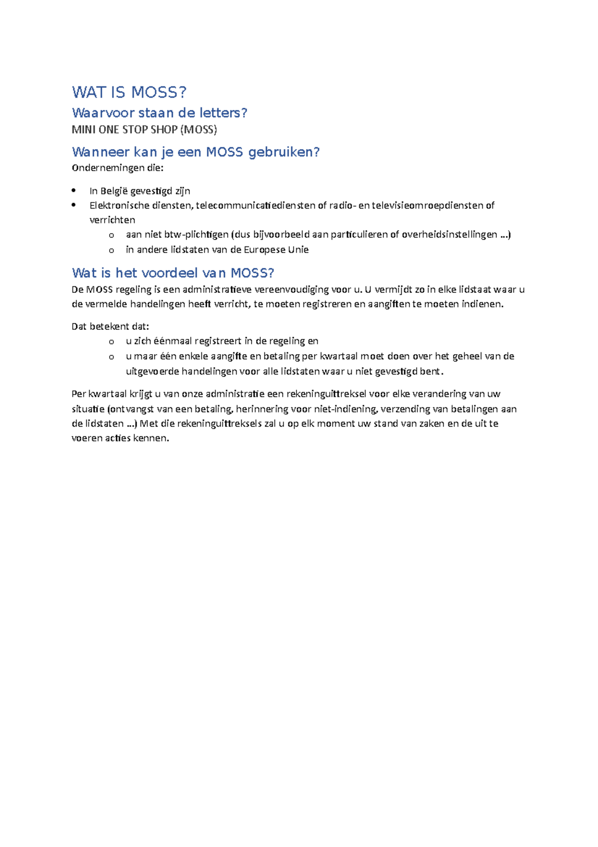 WAT IS MOSS - Opzoekopdracht MOSS - WAT IS MOSS? Waarvoor staan de ...