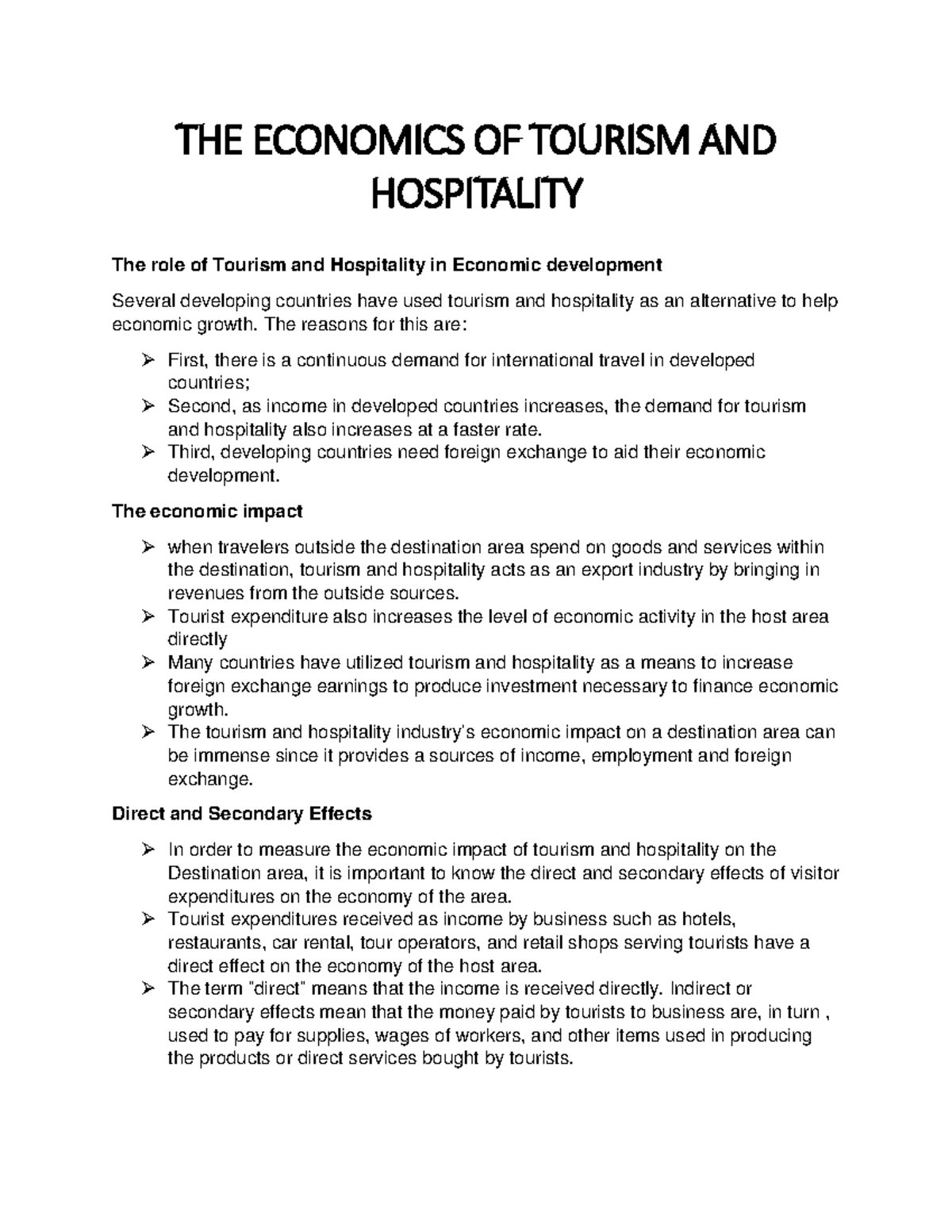 THE Economics OF Tourism AND Hospitality - THE ECONOMICS OF TOURISM AND ...
