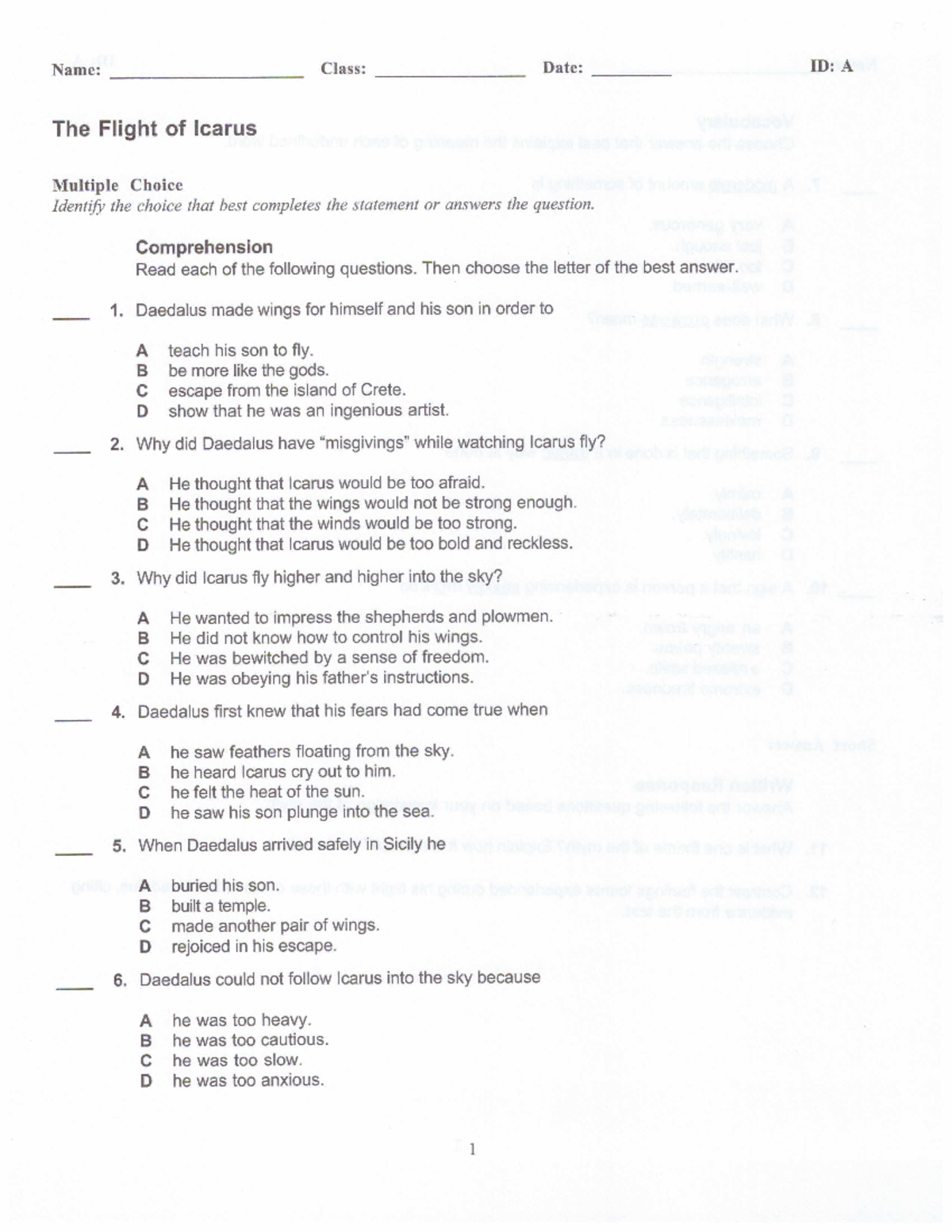 The flight of icarus selection test - Bachelor of science in Electrical ...