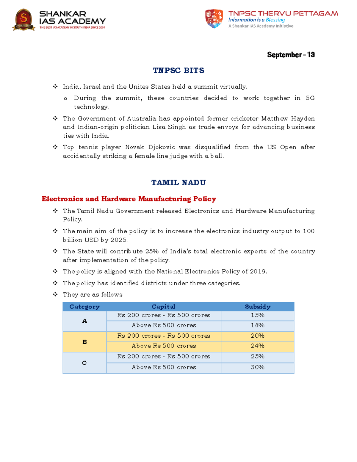 Sep 13 - English [Current Afairs for the month September-2020 ...