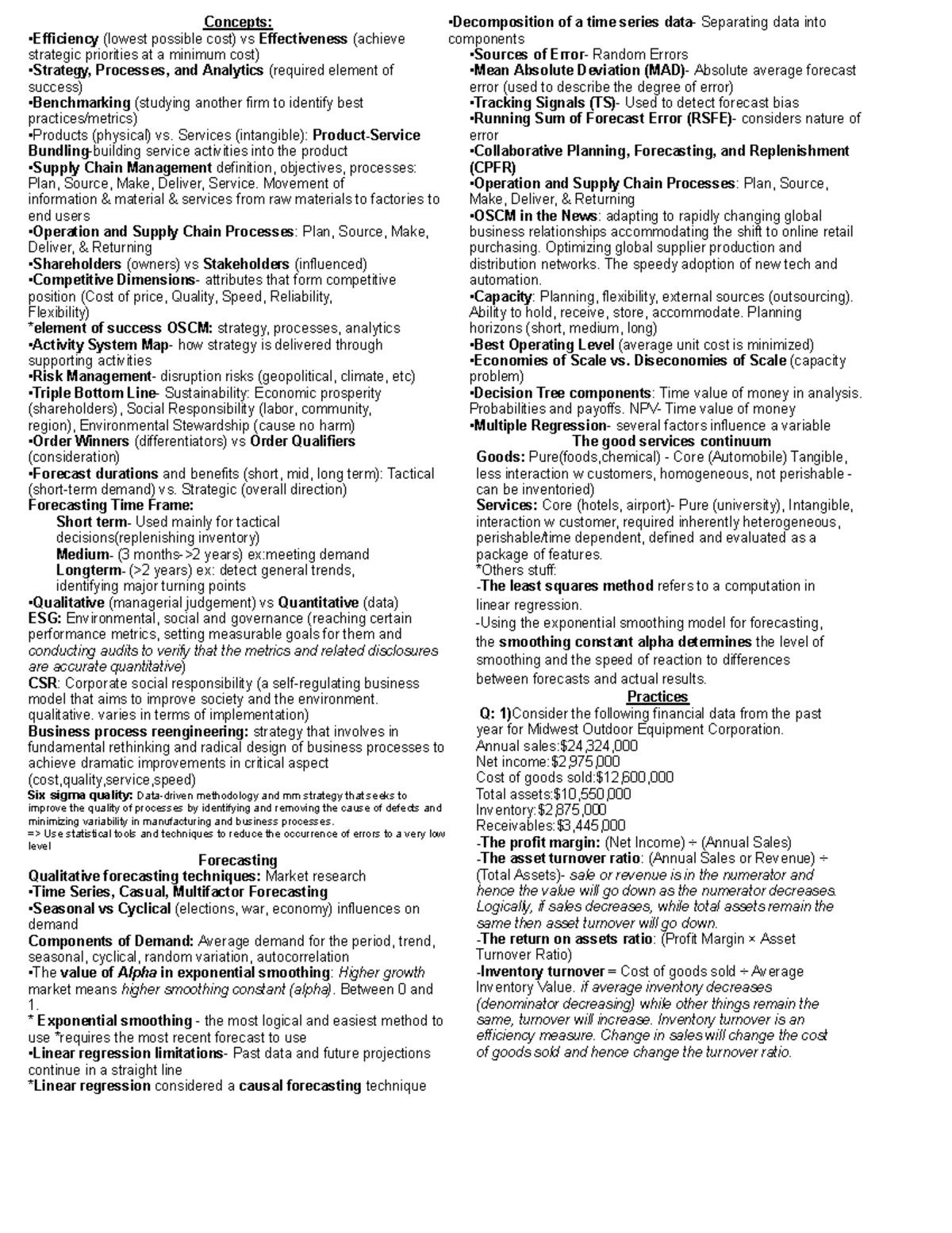 Notesheet%20OPM - Note 1 - Concepts: Efficiency (lowest possible cost ...