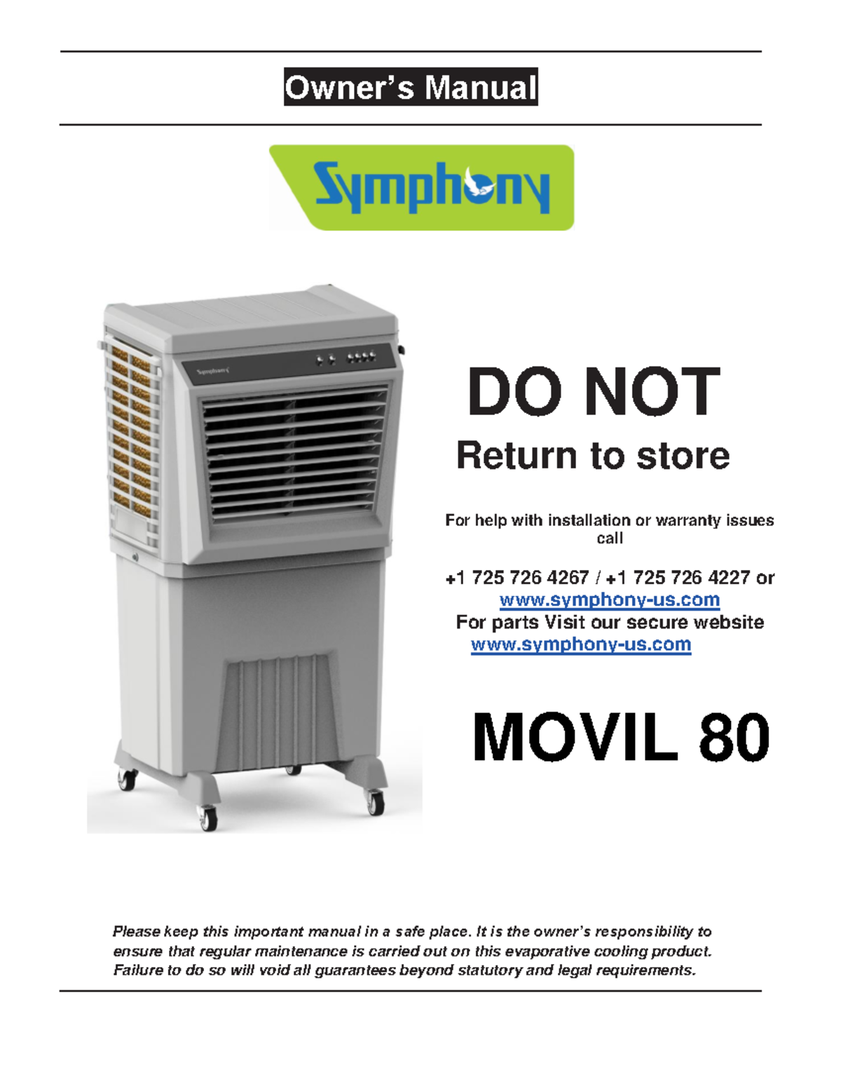 Symphony Movil 80 User Manual English-Spanish - Draft - Rev.4 - 17.05.22 - Owner’s Manual DO NOT ...