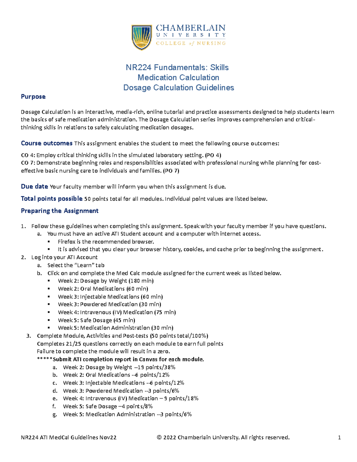 NR224 ATI Med Calc Guidelines Nov22 - Medication Calculation Dosage ...