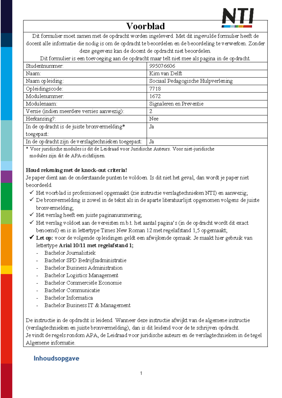 Signaleren en Preventie DEF - Inhoudsopgave Voorblad Dit formulier moet ...