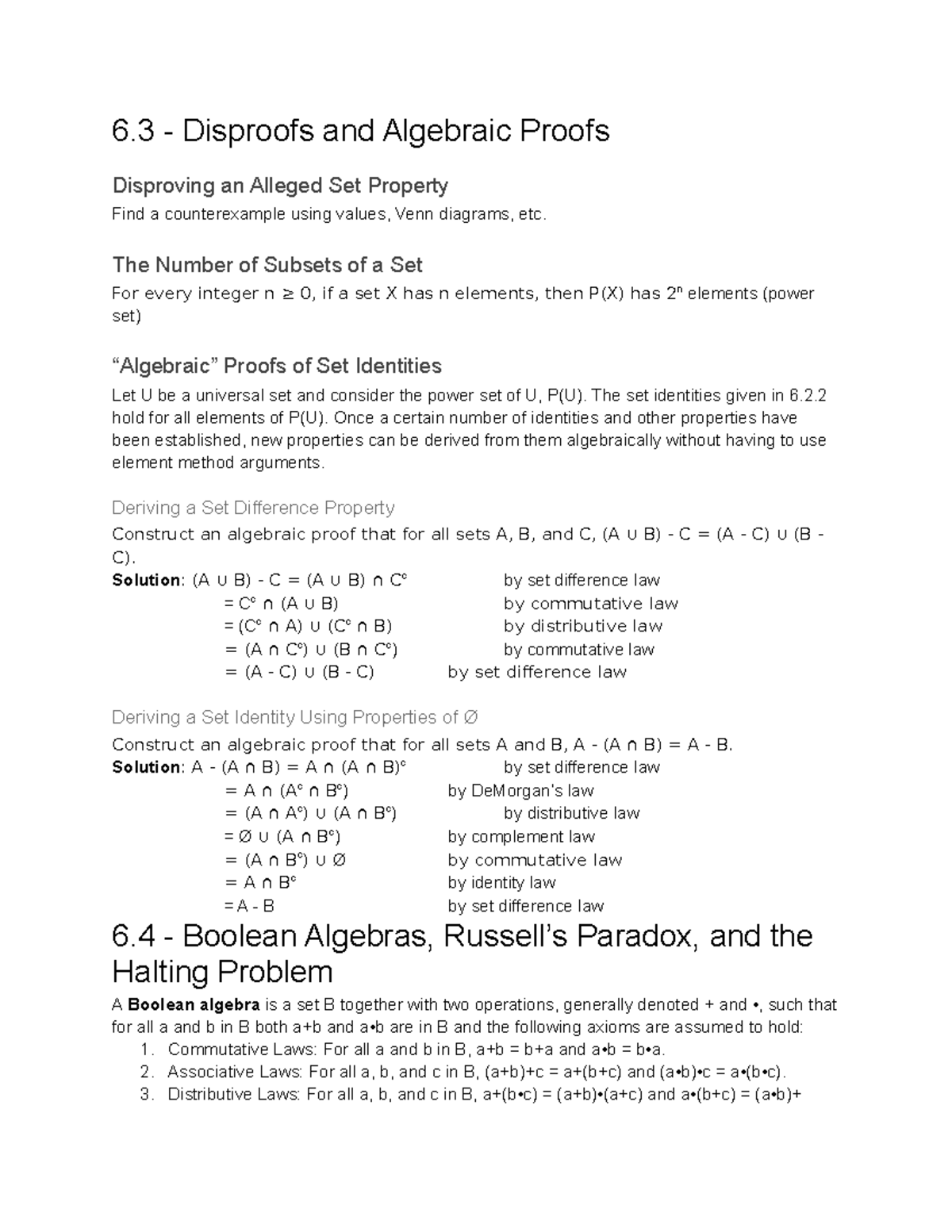 Discrete Mathematics with Applications: Section 6.3, 6.4, 7.1-7.4 - 6 ...
