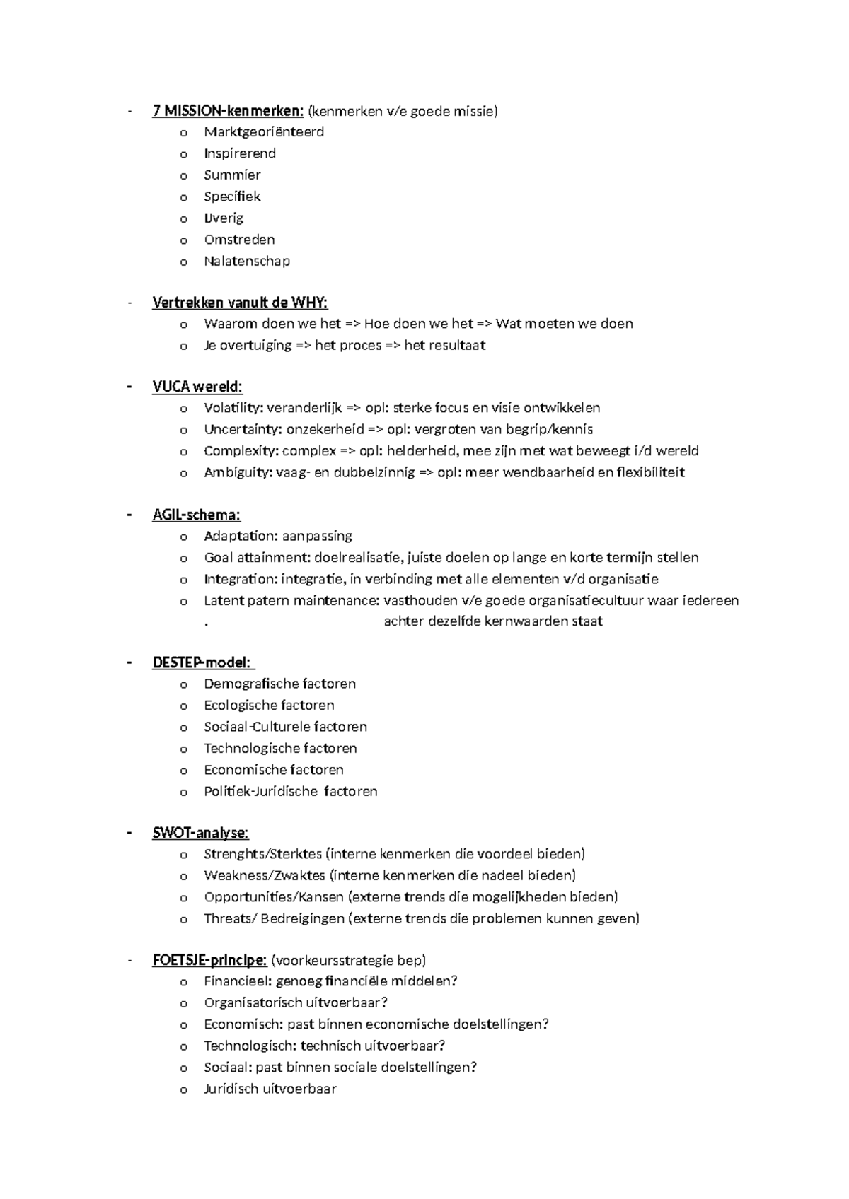 Alle acroniemen - 7 MISSION-kenmerken: (kenmerken v/e goede missie) o ...