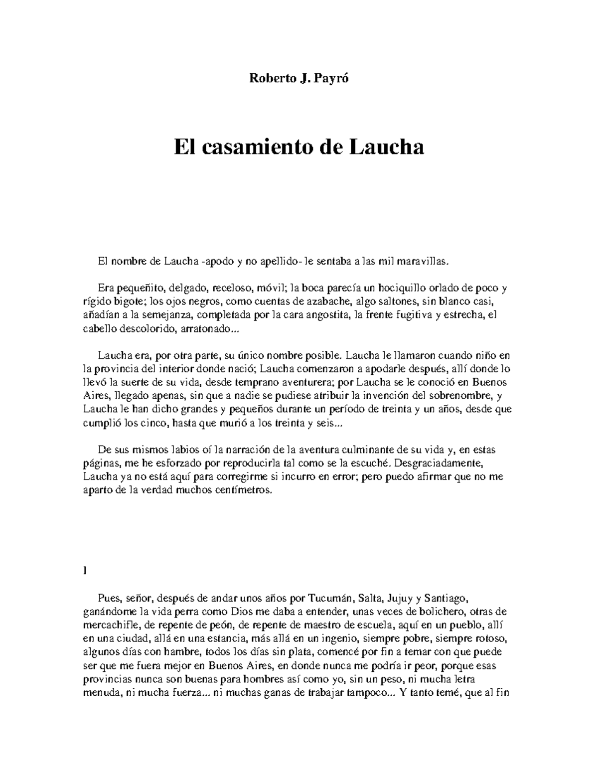 El casamiento de Laucha - Roberto J. Payró El casamiento de Laucha El ...