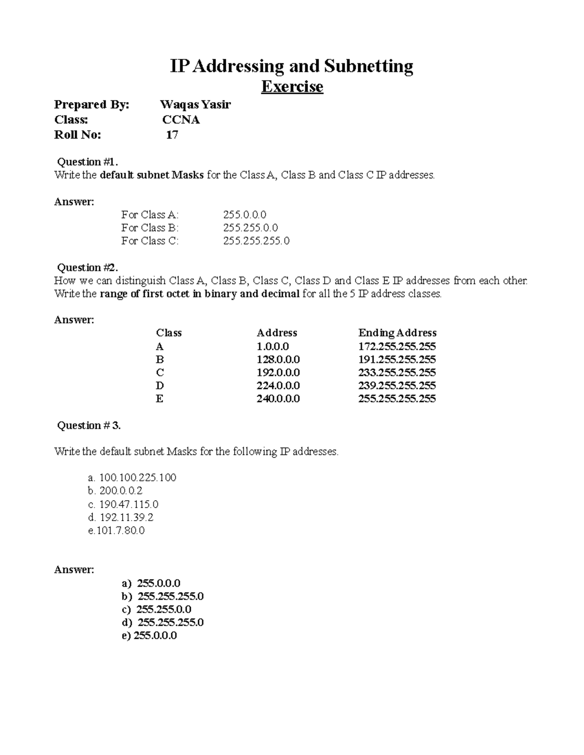 307028662 Ip Addressing And Subnetting Exercise 1 Solution Political