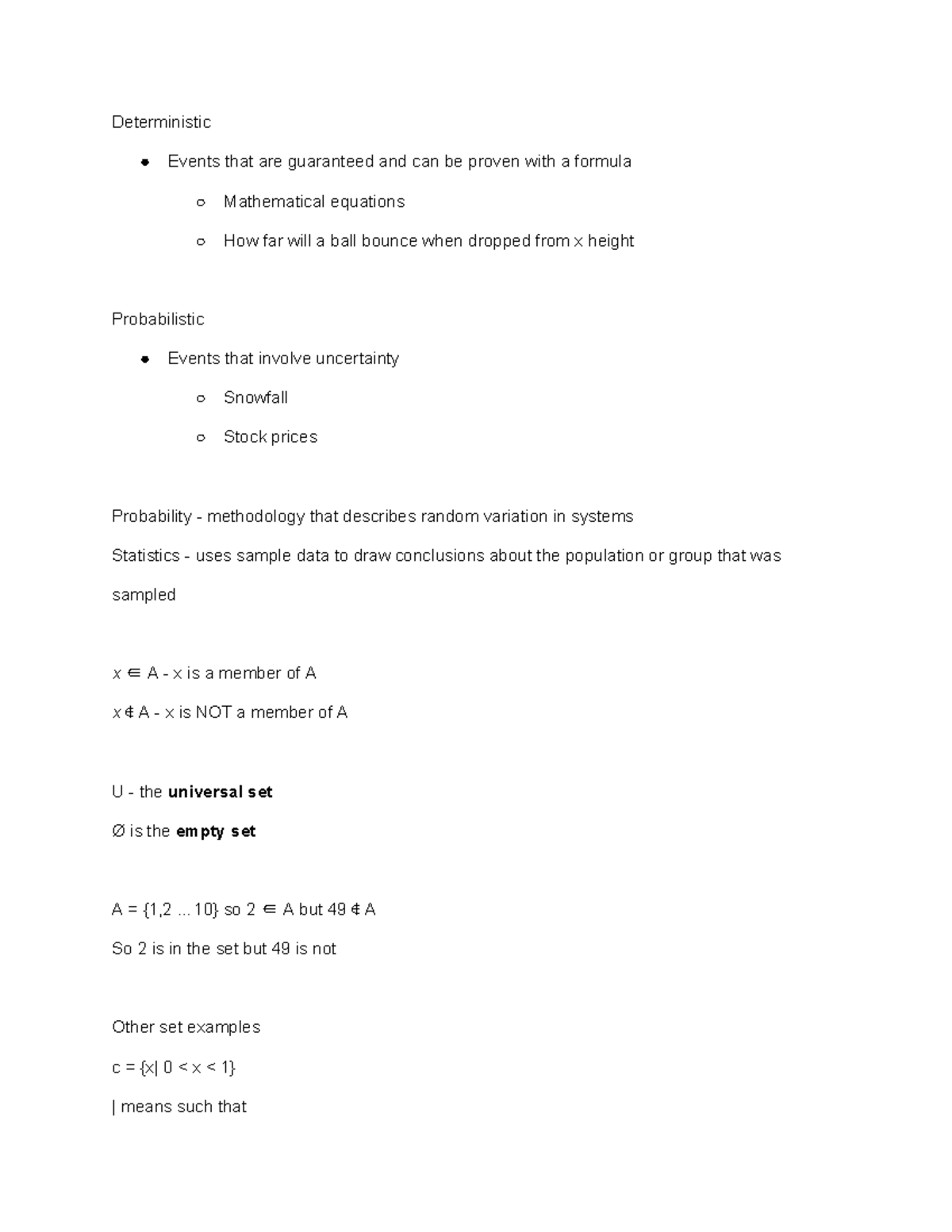 Probability and Statisitcs - Deterministic Events that are guaranteed ...