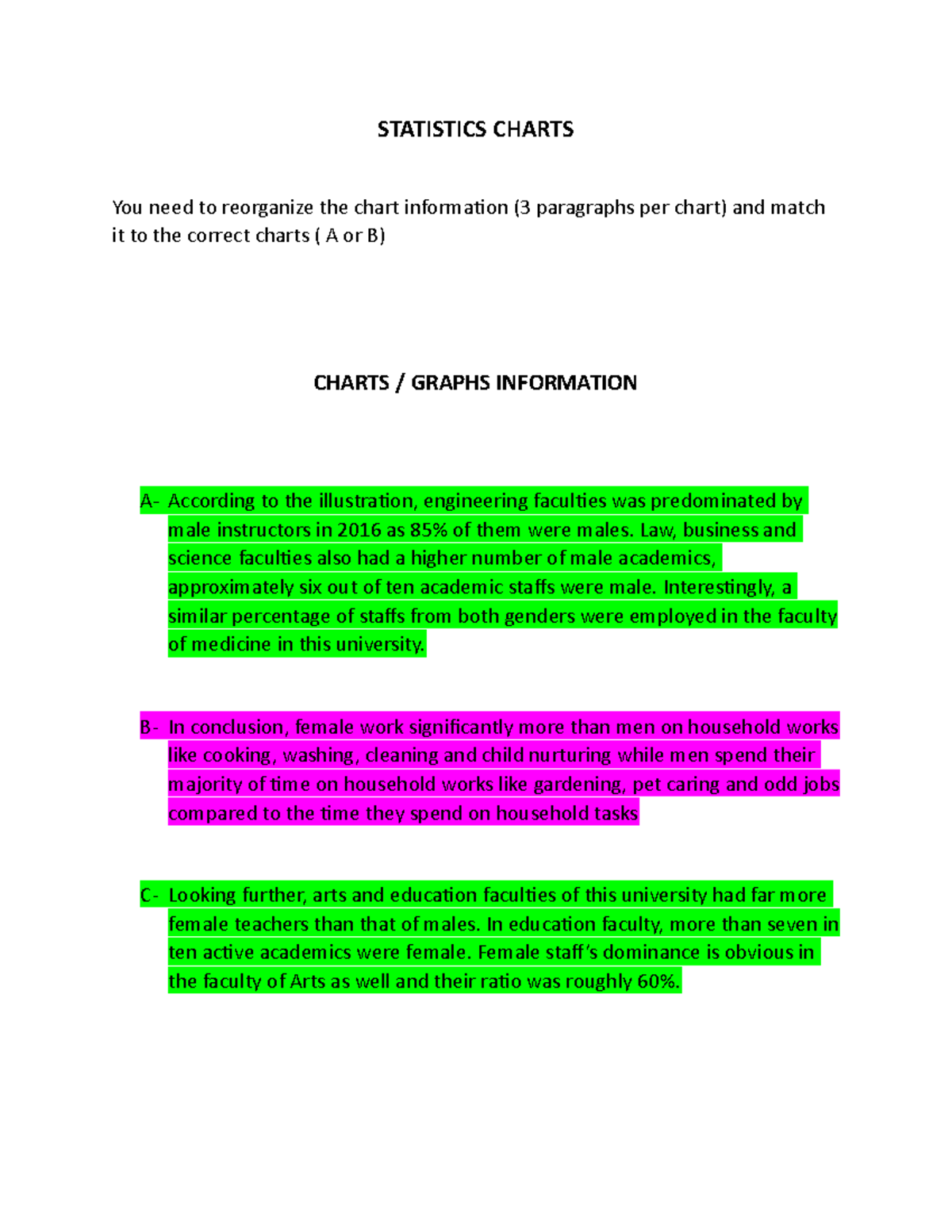 Statistics Charts - taller en clase - STATISTICS CHARTS You need to ...