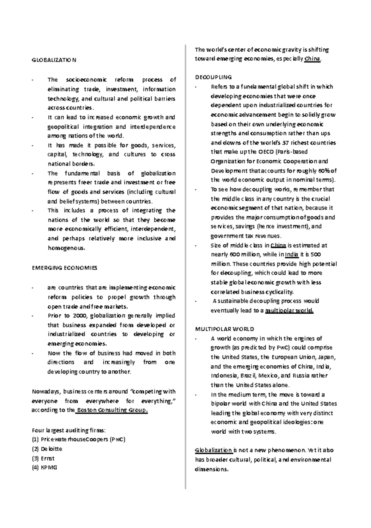 The Rise of Globalization and Globalization's Winner's and Loser's - GLOBALIZATION The ...