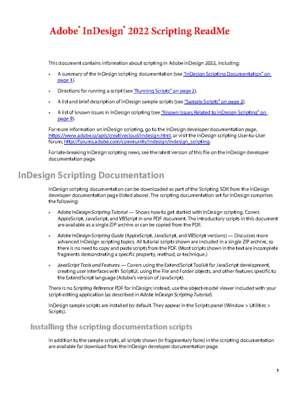In Design 2022 Scripting Read Me - 1 Adobe ® InDesign ® 2022 Scripting ...