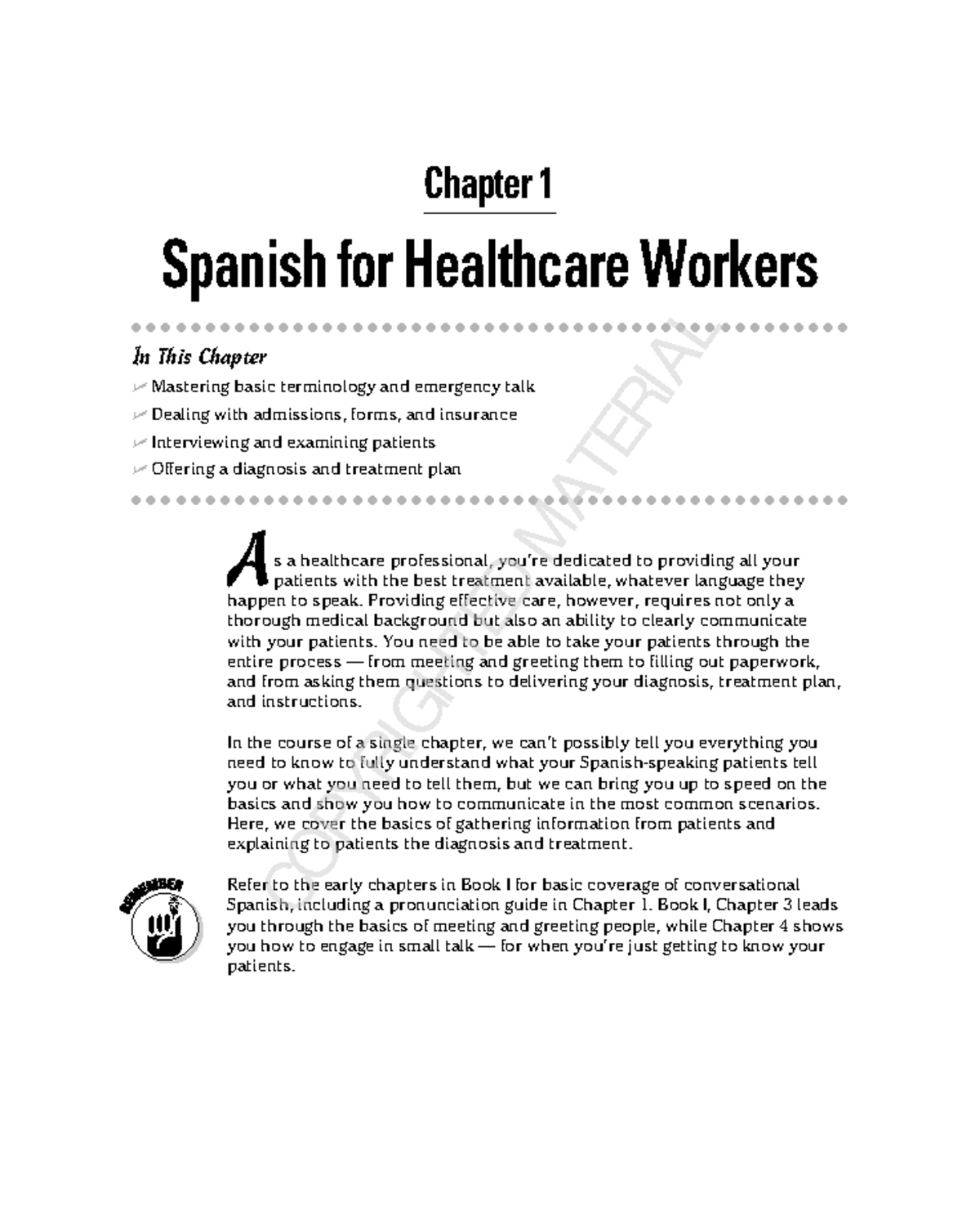Spanish for the nurse - Chapter 1 Spanish for Healthcare Workers In ...