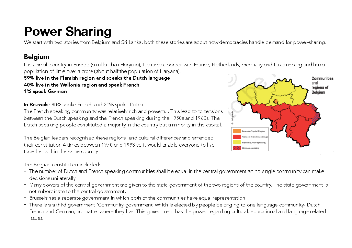 Power sharing notes - Power Sharing We start with two stories from ...