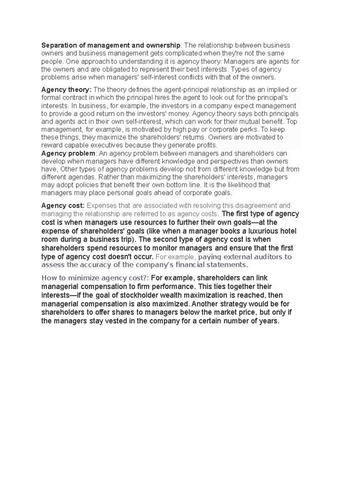 Separation of management and ownership - One approach to understanding ...