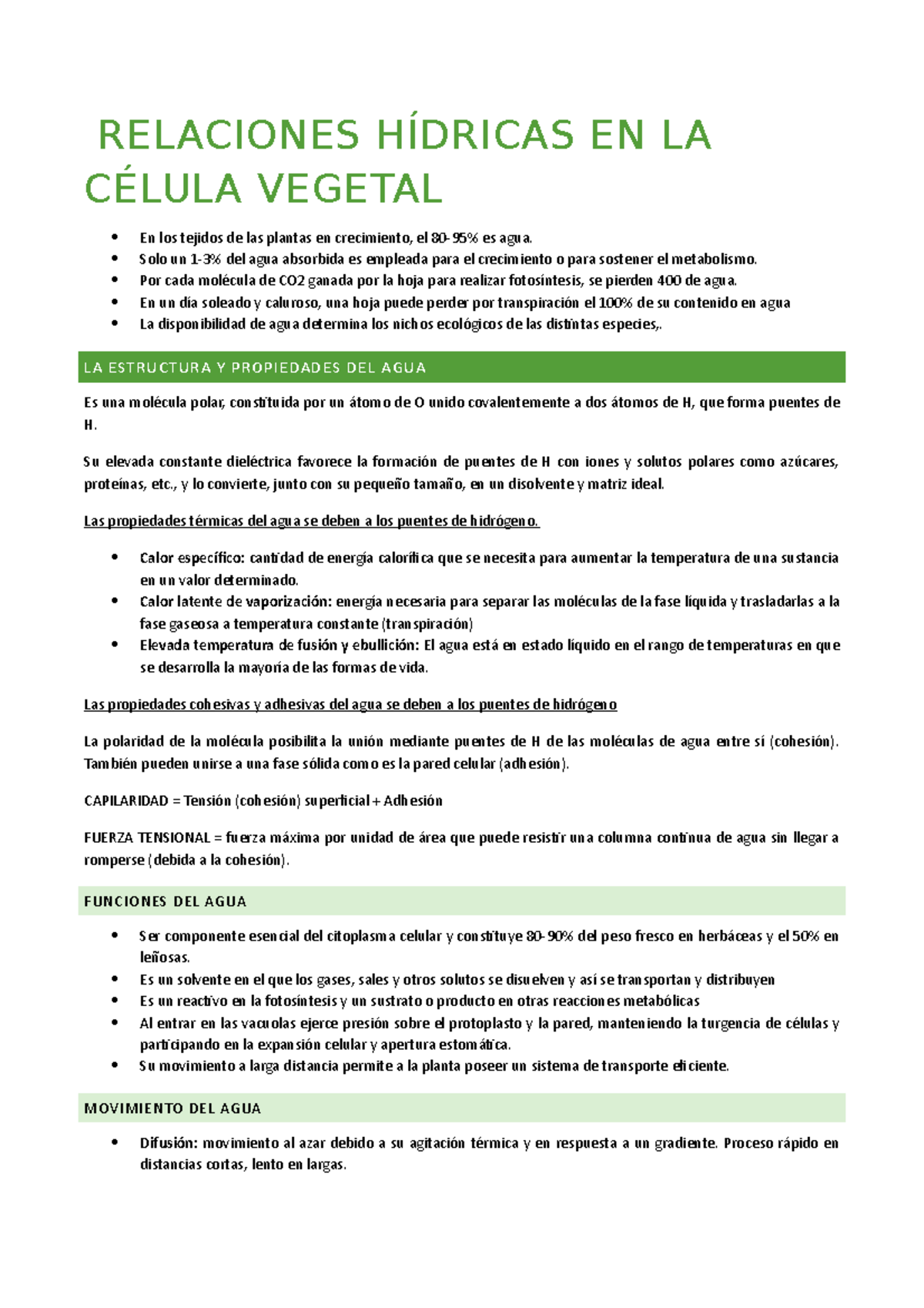 TEMA 3- Relaciones Hídricas EN LA Célula Vegetal - RELACIONES HÍDRICAS ...