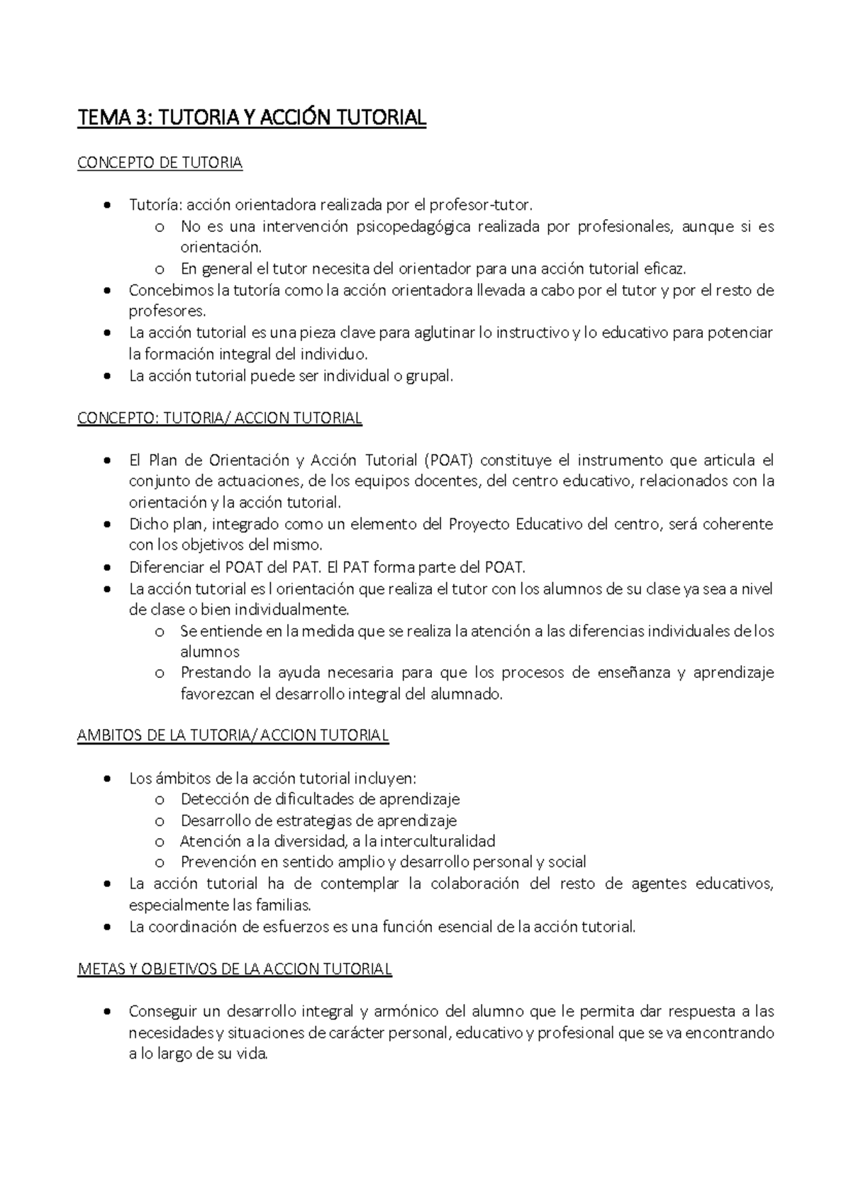 TEMA 3 Orientación - TEMA 3: TUTORIA Y ACCIÓN TUTORIAL CONCEPTO DE ...