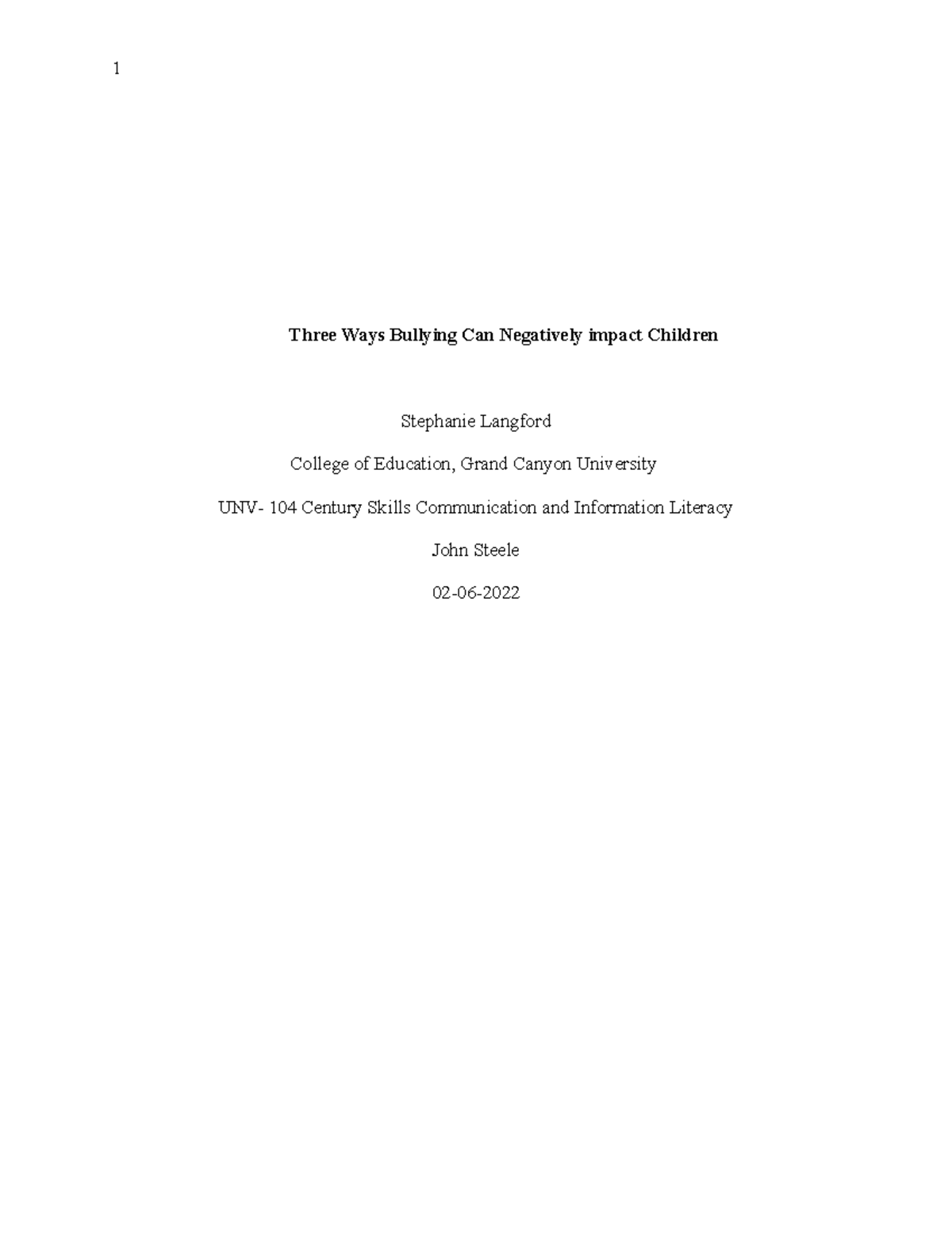 Expository Essay Final Draft - Three Ways Bullying Can Negatively ... Expository Essay Final Draft - Three Ways Bullying Can Negatively ...