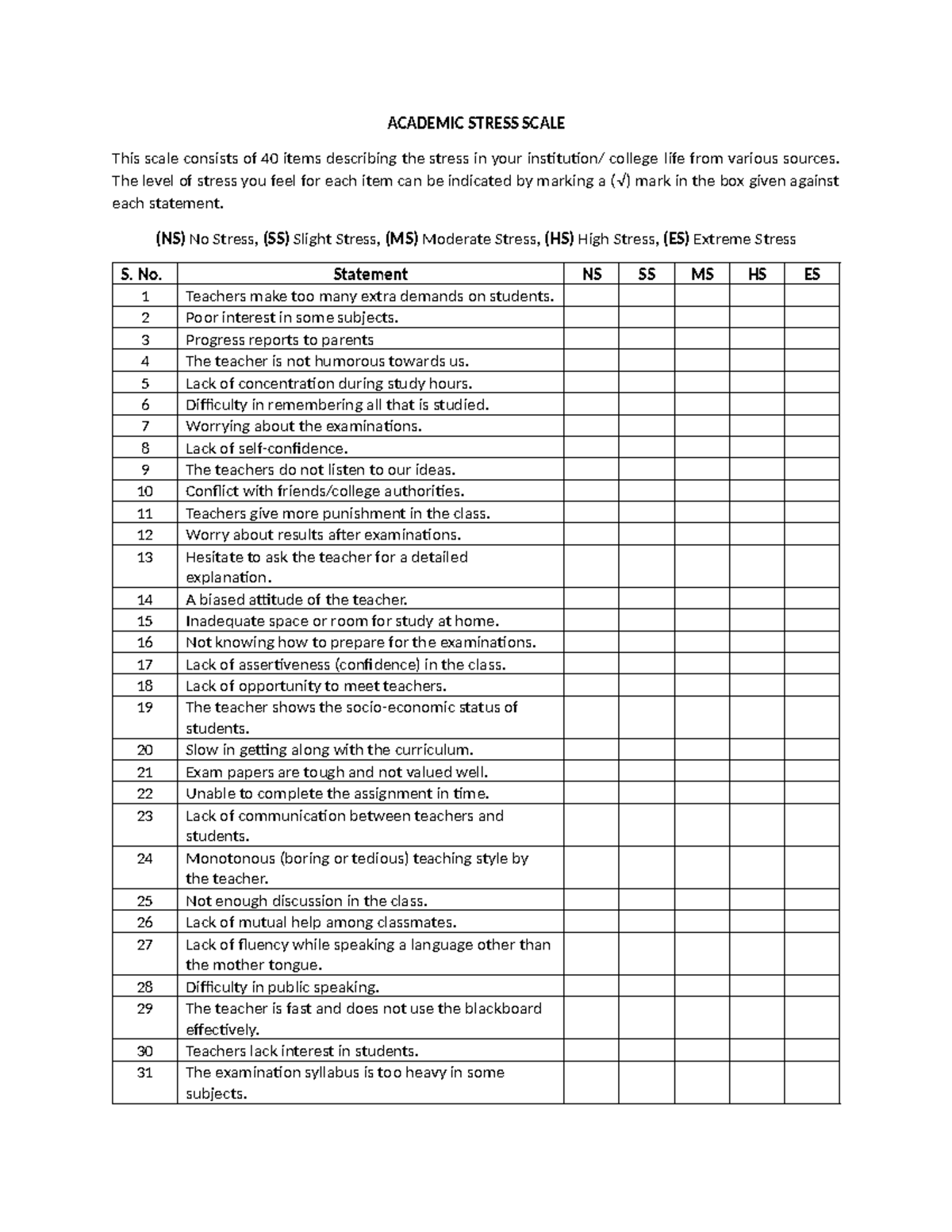 Academic- Stress- Scale- seen - ACADEMIC STRESS SCALE This scale ...