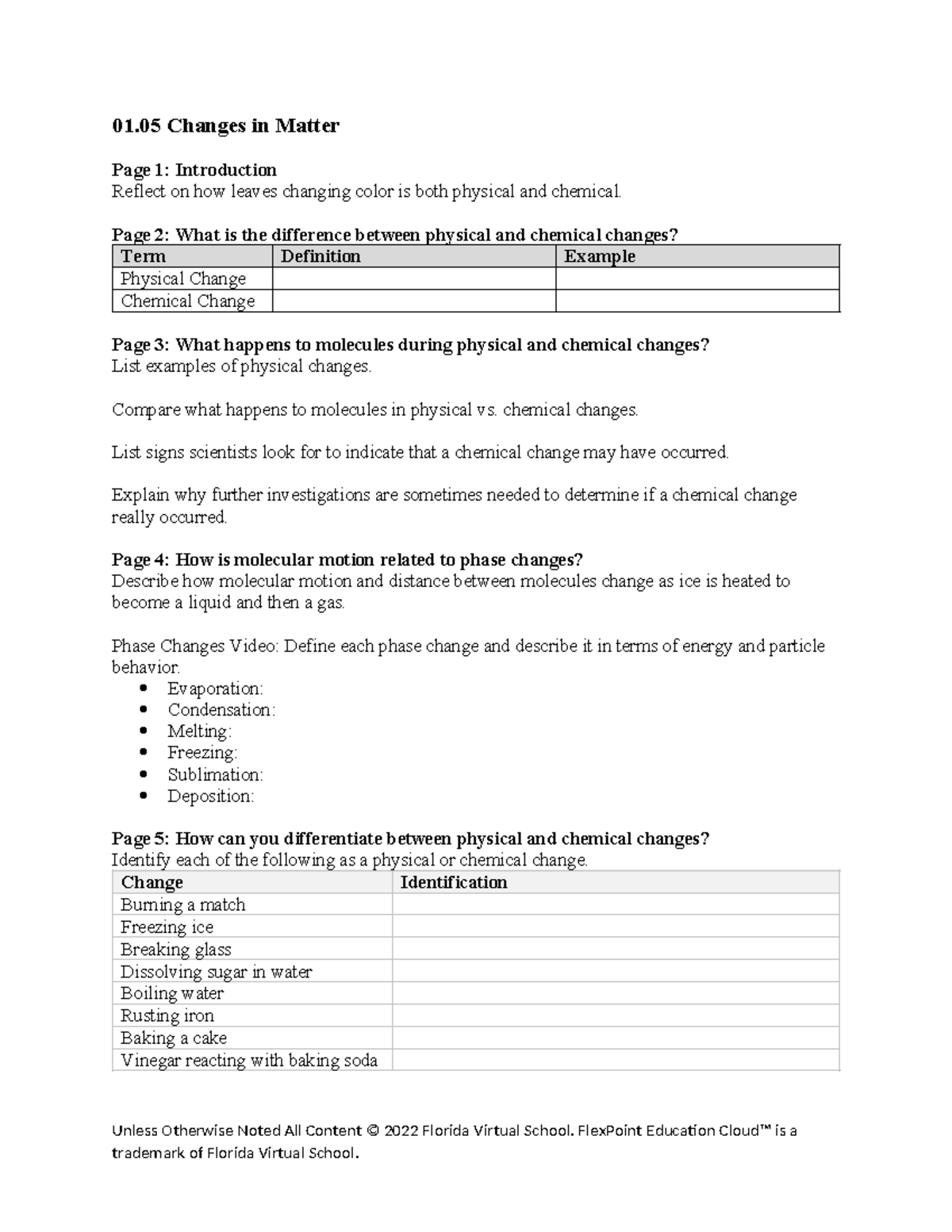 01 05 journal - chem assignment - 01 Changes in Matter Page 1 ...