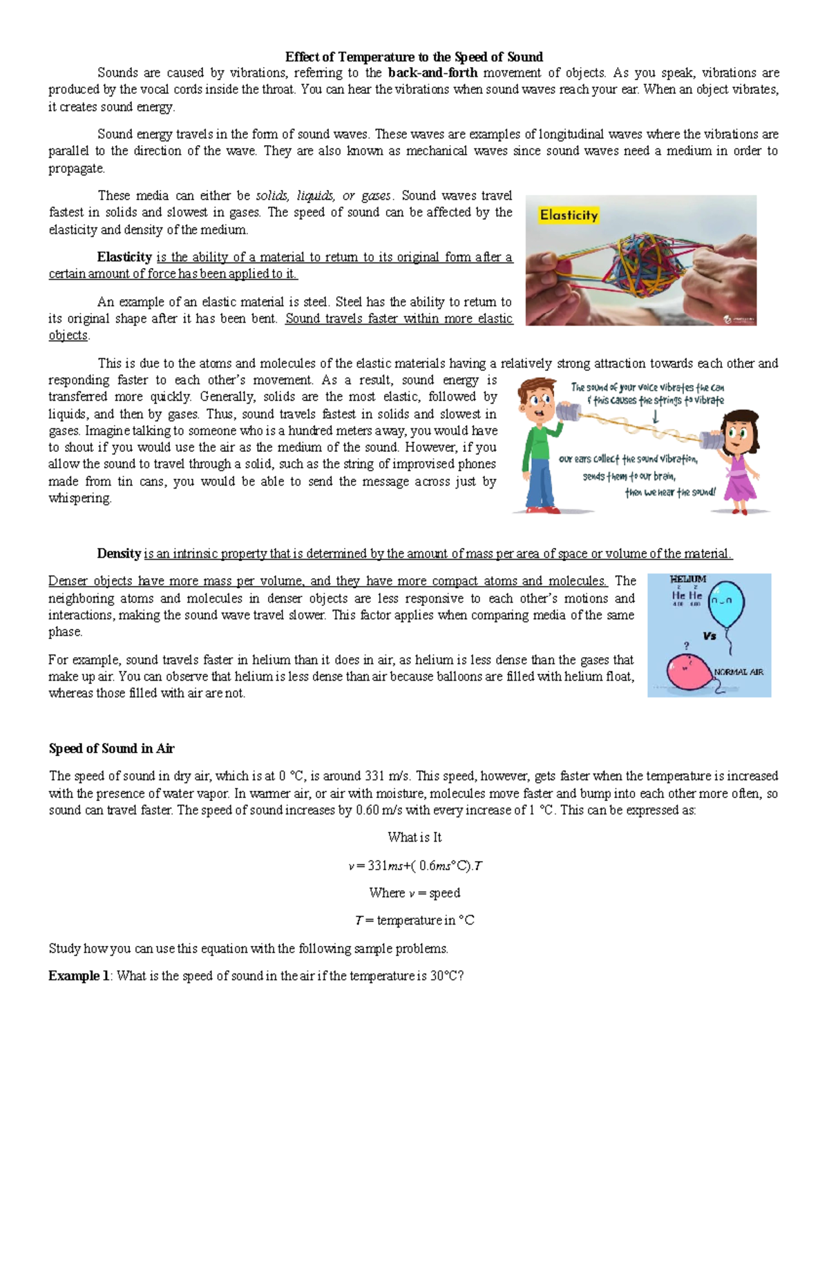Grade 8 sound - Effect of Temperature to the Speed of Sound Sounds are ...