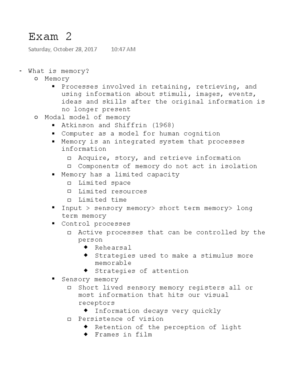 Exam 2 PSY 322 - A summary of the second unit of PSY 322. Covers ...