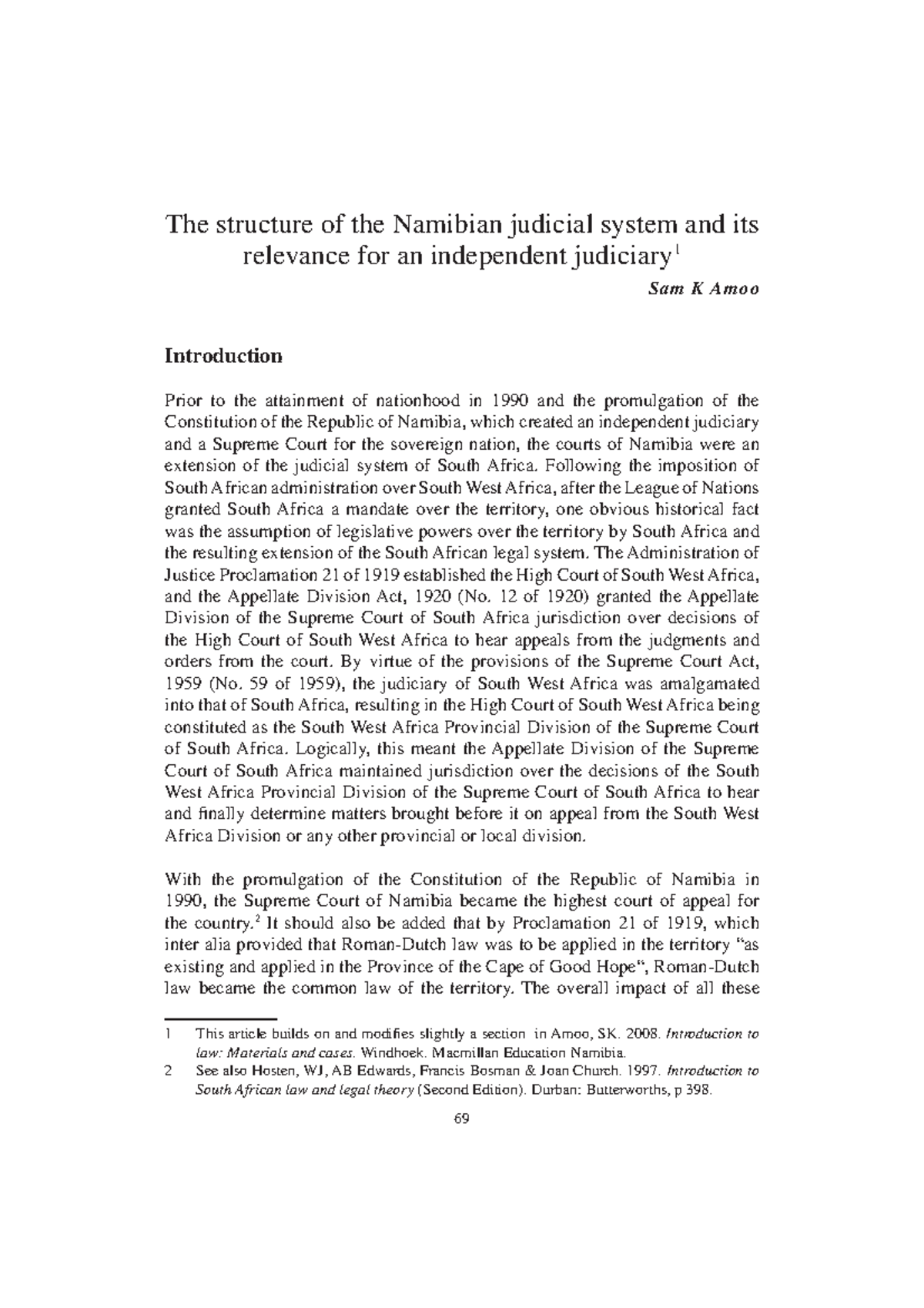 Amoo - intro to law text book - The structure of the Namibian judicial ...