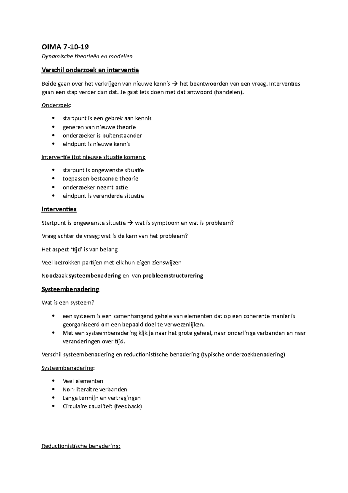 OIMA 7-10-19 - dynamische theorieën en modellen - OIMA 7-10- Dynamische ...