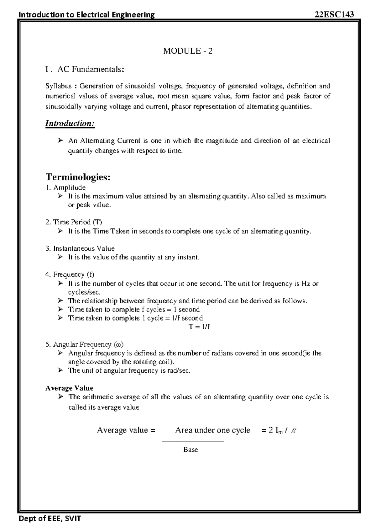 Iee mod2 - module 2 notes Introduction to electrical Engg ...