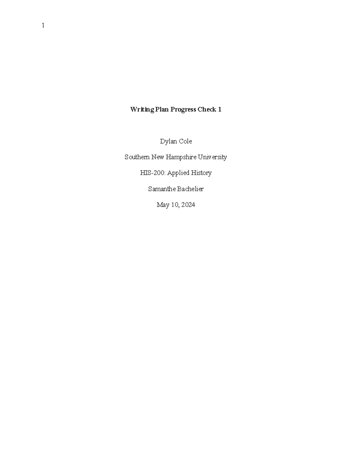 Writing Plan Progress Check 1 - HIS200 - Studocu