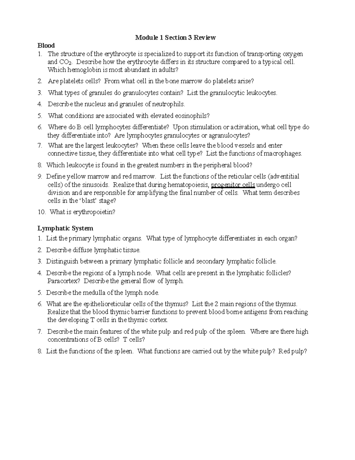 Mod1S3 study guide for optometry - Module 1 Section 3 Review Blood The ...