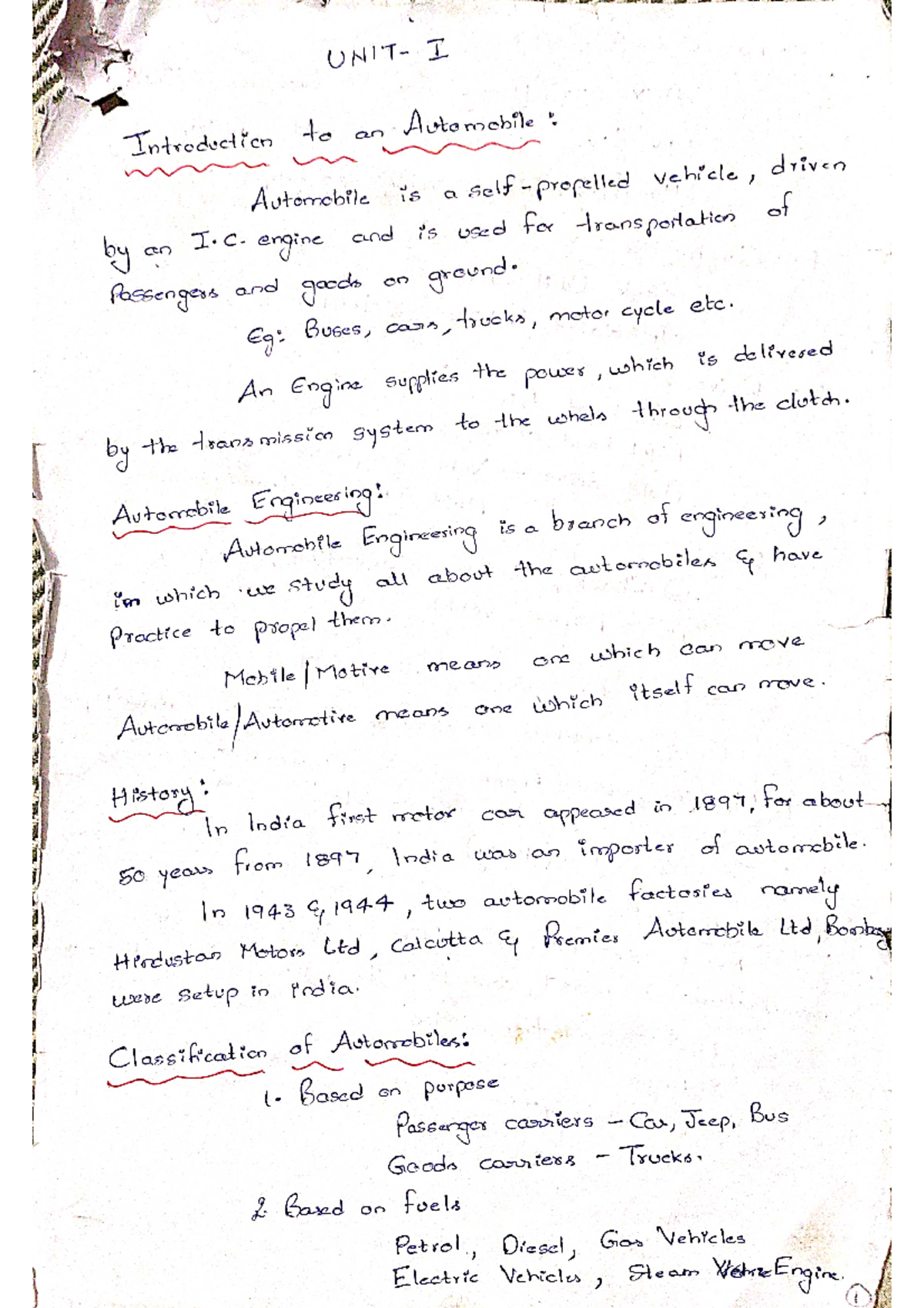 AE UNIT-I- Introduction to Vehicle structure and Engine components - I ...