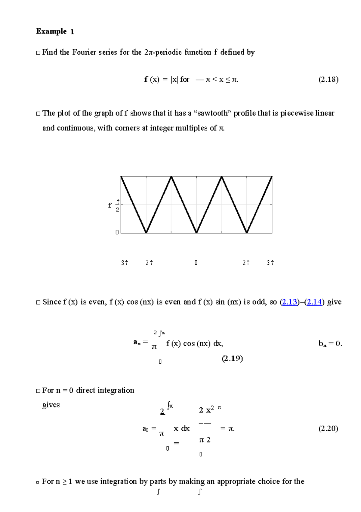 FS-PDE-7 - Examples - ⇡ 2 0 Example 1 Find the Fourier series for the ...