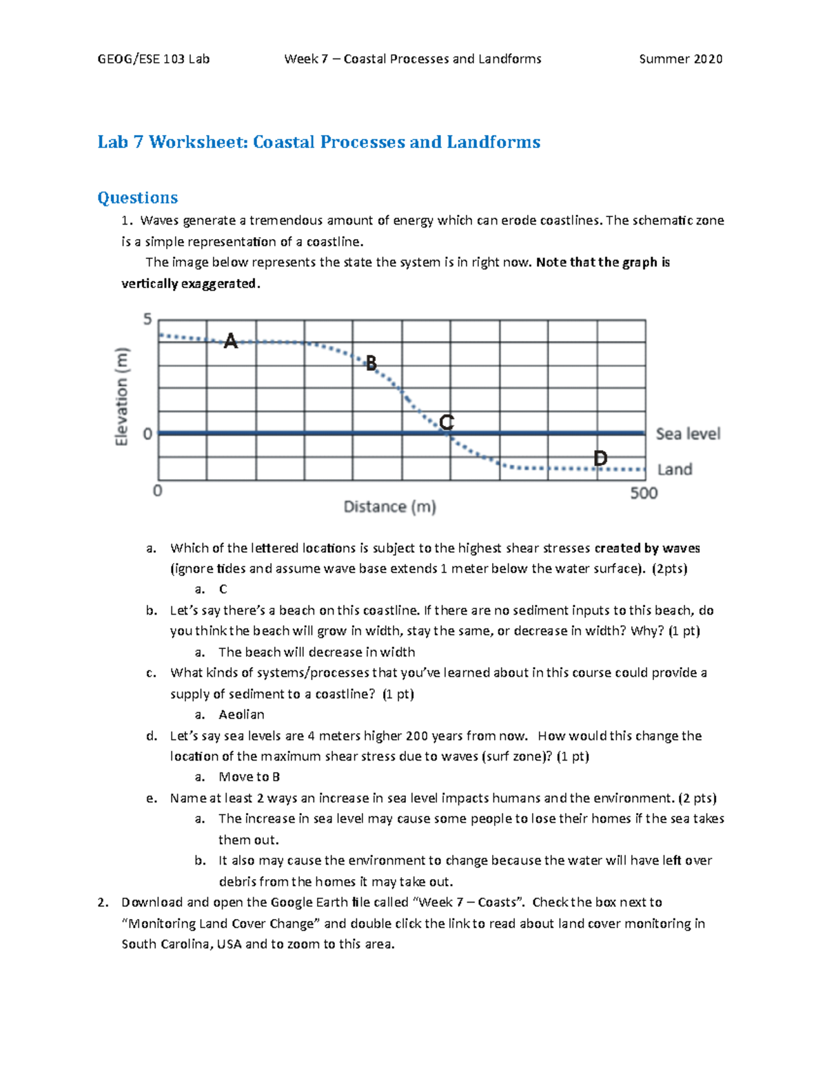 S GEOG lab 7 - lab - Lab 7 Worksheet: Coastal Processes and Landforms ...
