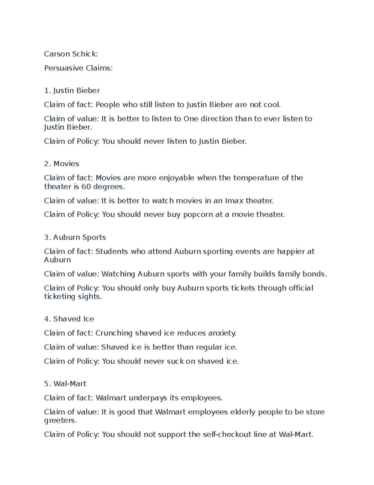 - Persuasive claims - Carson Schick: Persuasive Claims: Justin Bieber ...