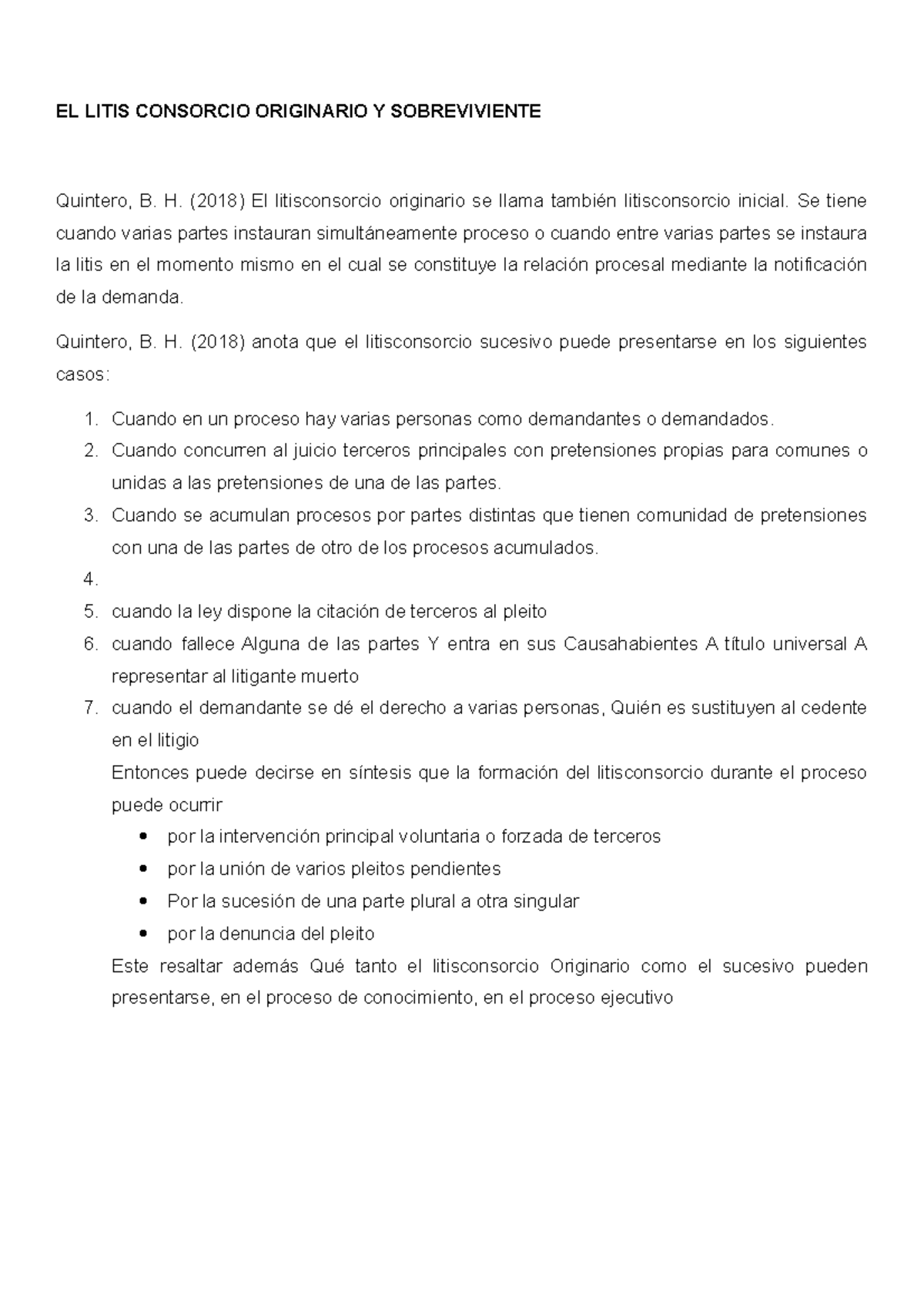 EL Litis Consorcio Originario Y Sobreviviente - EL LITIS CONSORCIO ...