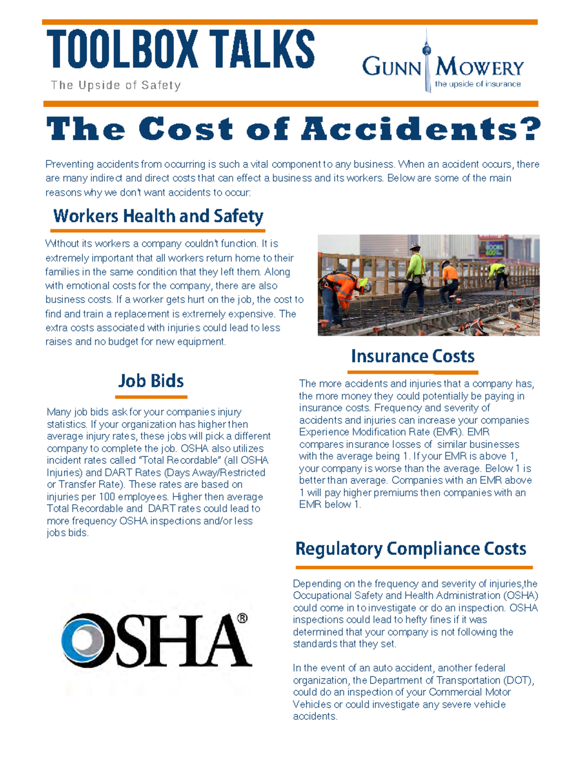 Tool Box Talk Cost of Accidents - TOOLBOX TALKS Th e U p s i d e o f S ...