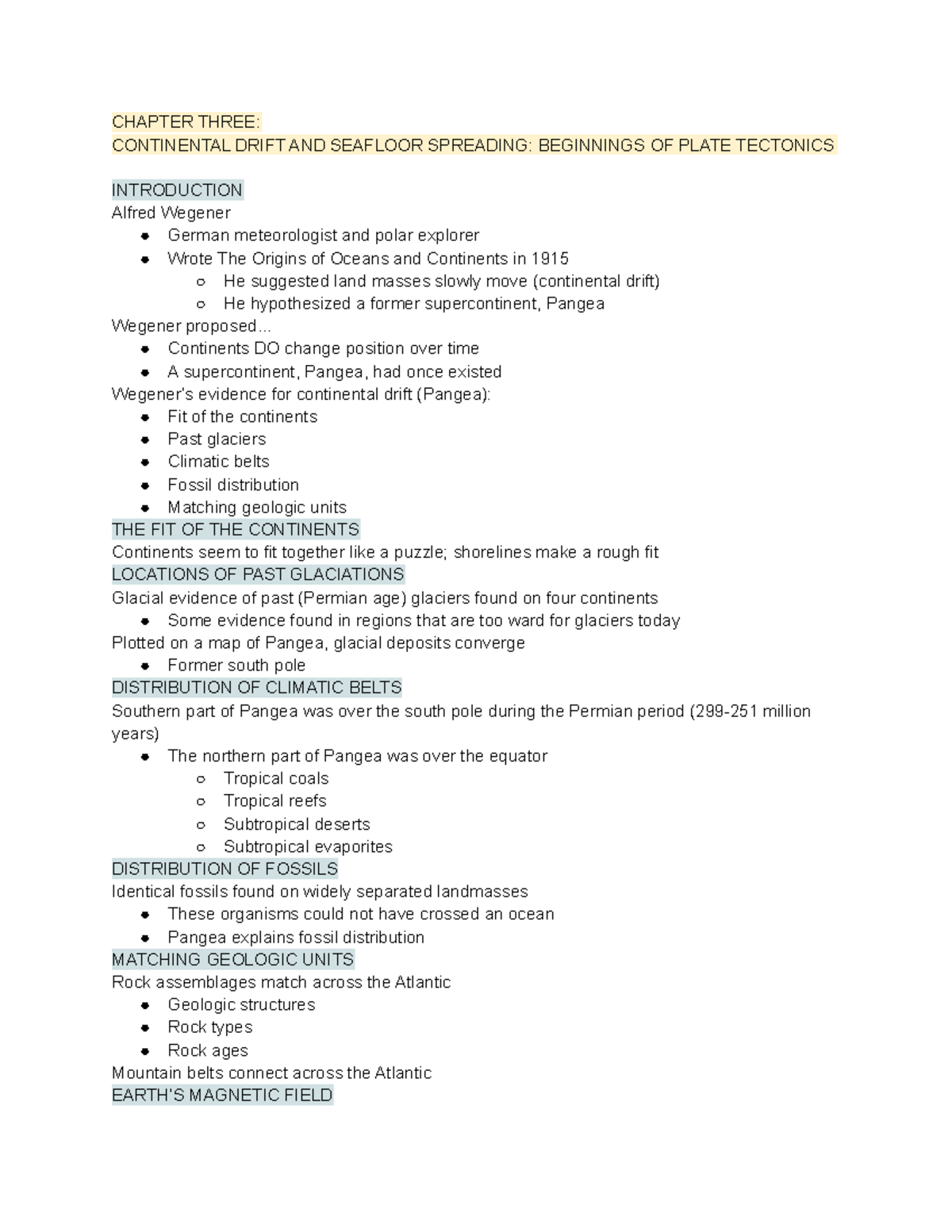 Continental drift and seafloor spreading - CHAPTER THREE: CONTINENTAL ...